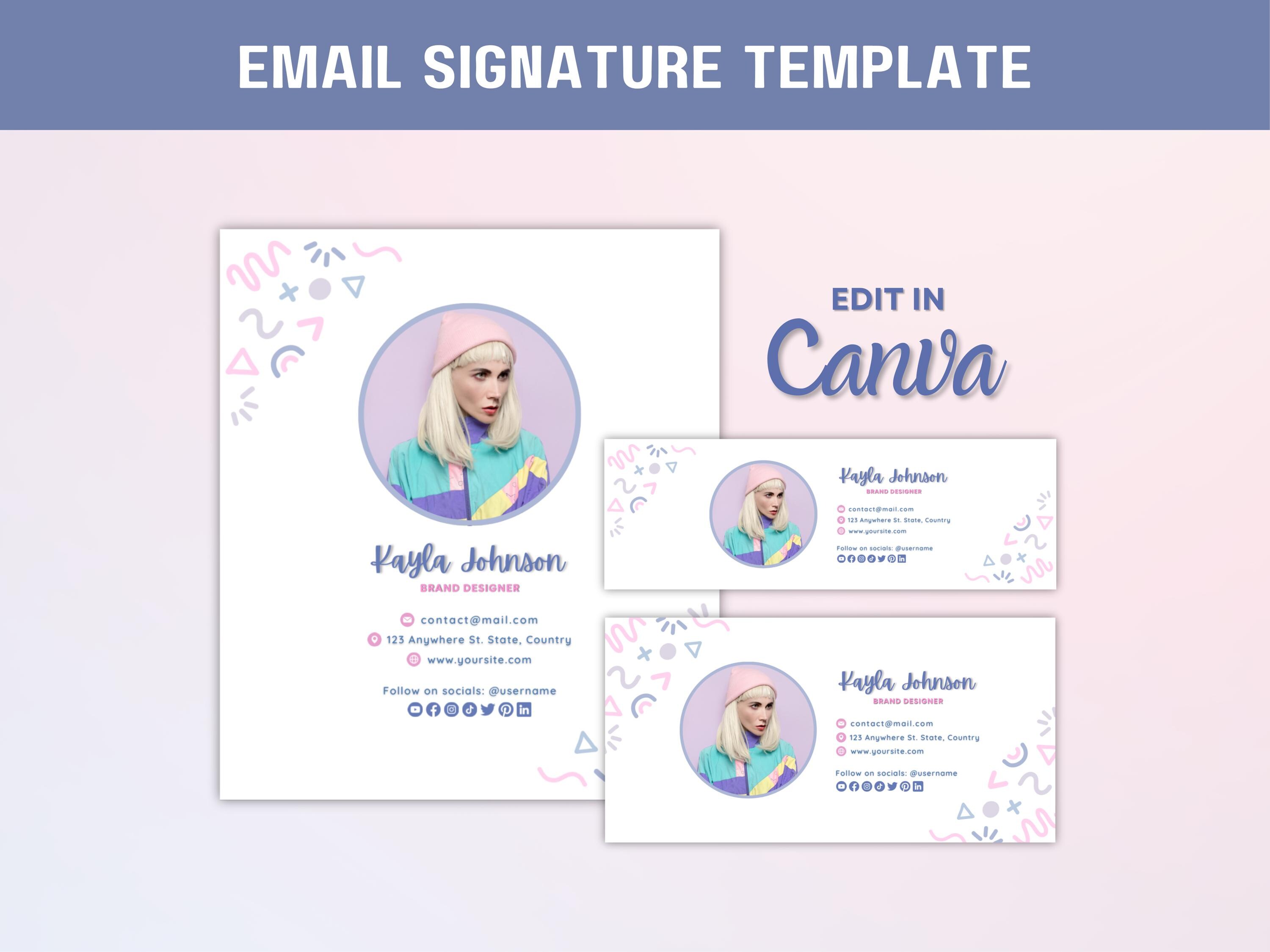 Purple Email Signature Template Canva Email Template Email Marketing ...