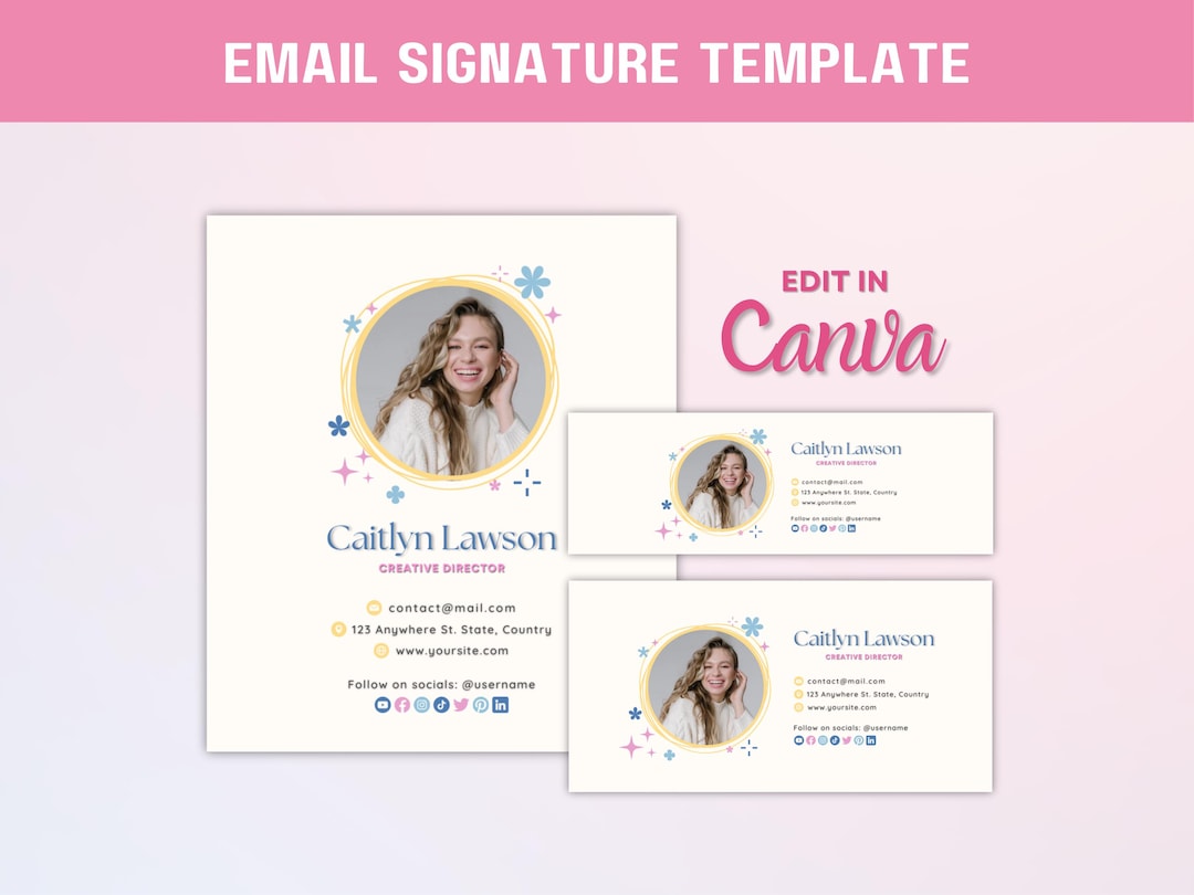 Cute Email Signature Template Canva Email Template Email Marketing ...