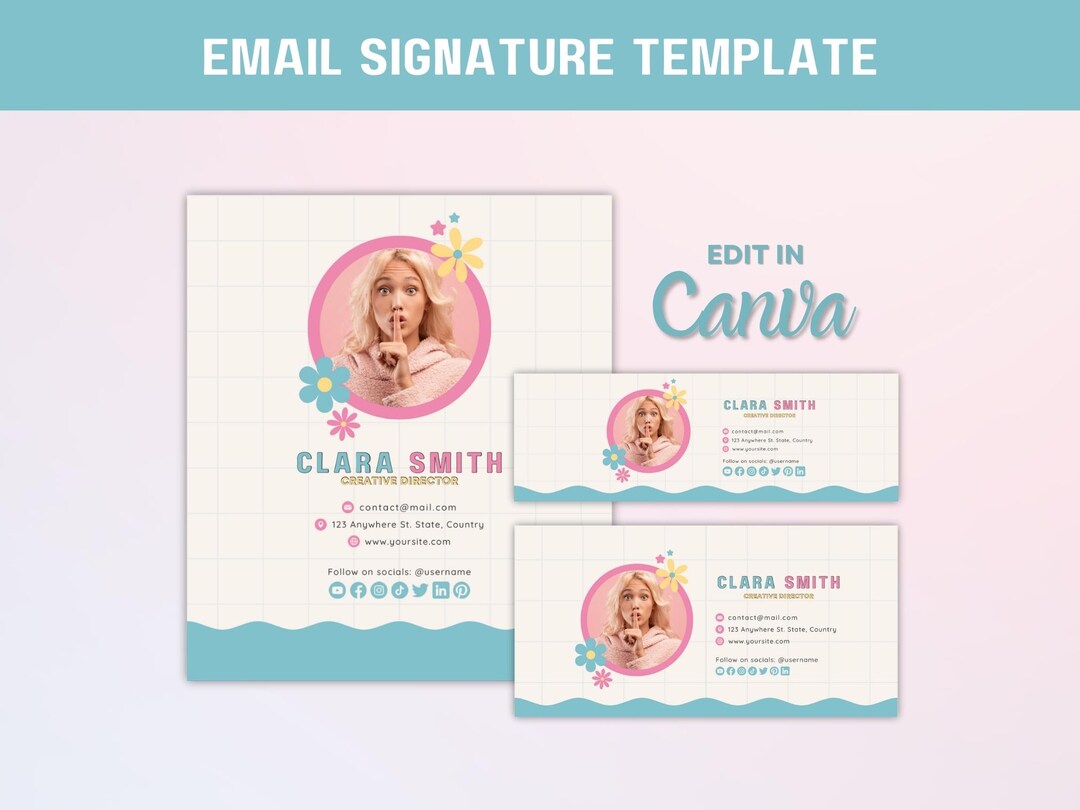 Pastel Email Signature Template Canva Email Template Email Marketing ...