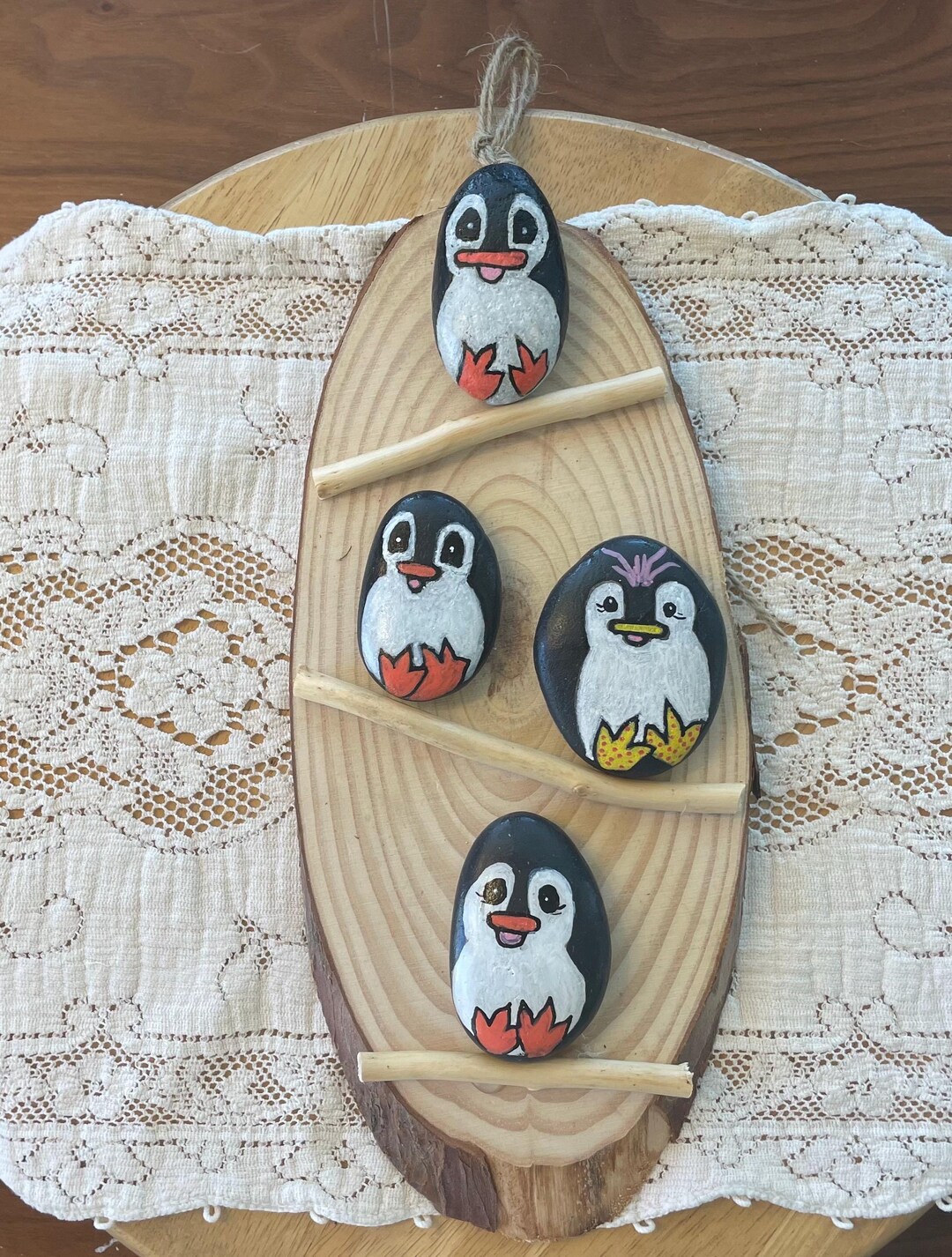 Hand Painted Rock Display, Penguins - Etsy