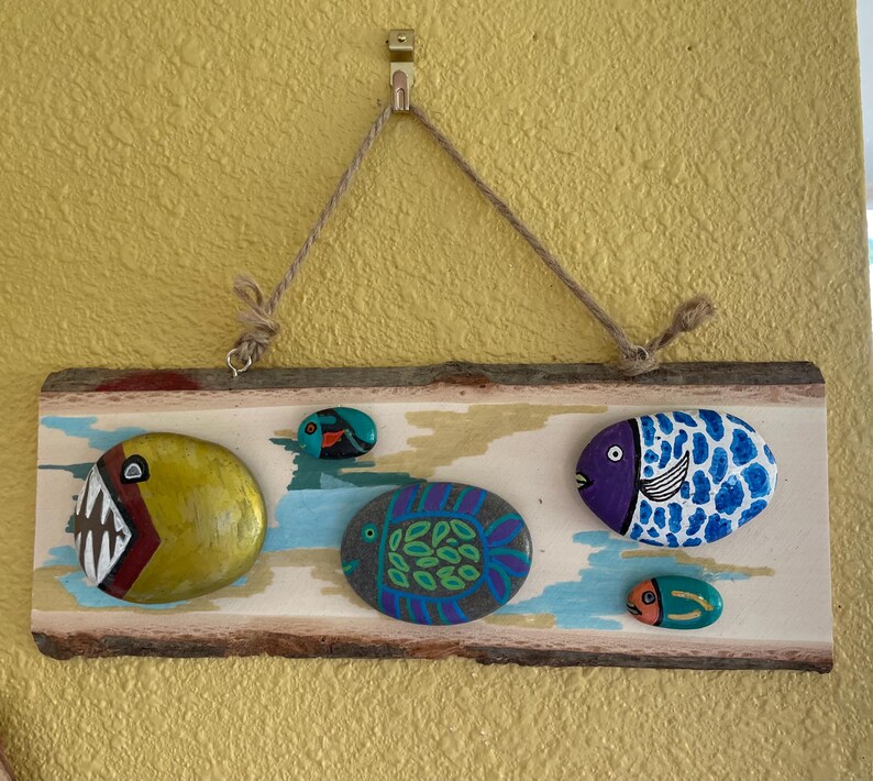 Hand Painted Rock Display, Fancy Fish - Etsy