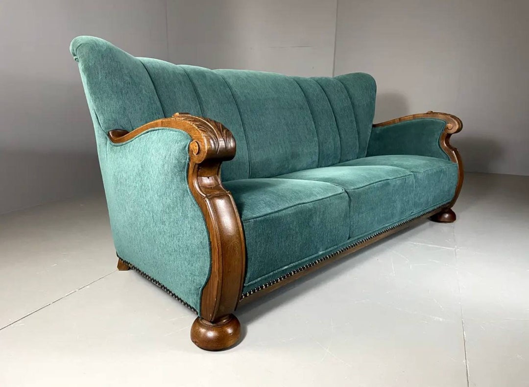 Beautiful Sofa danish Antique Shell Back Sofa Oak Detail 1930s - Etsy