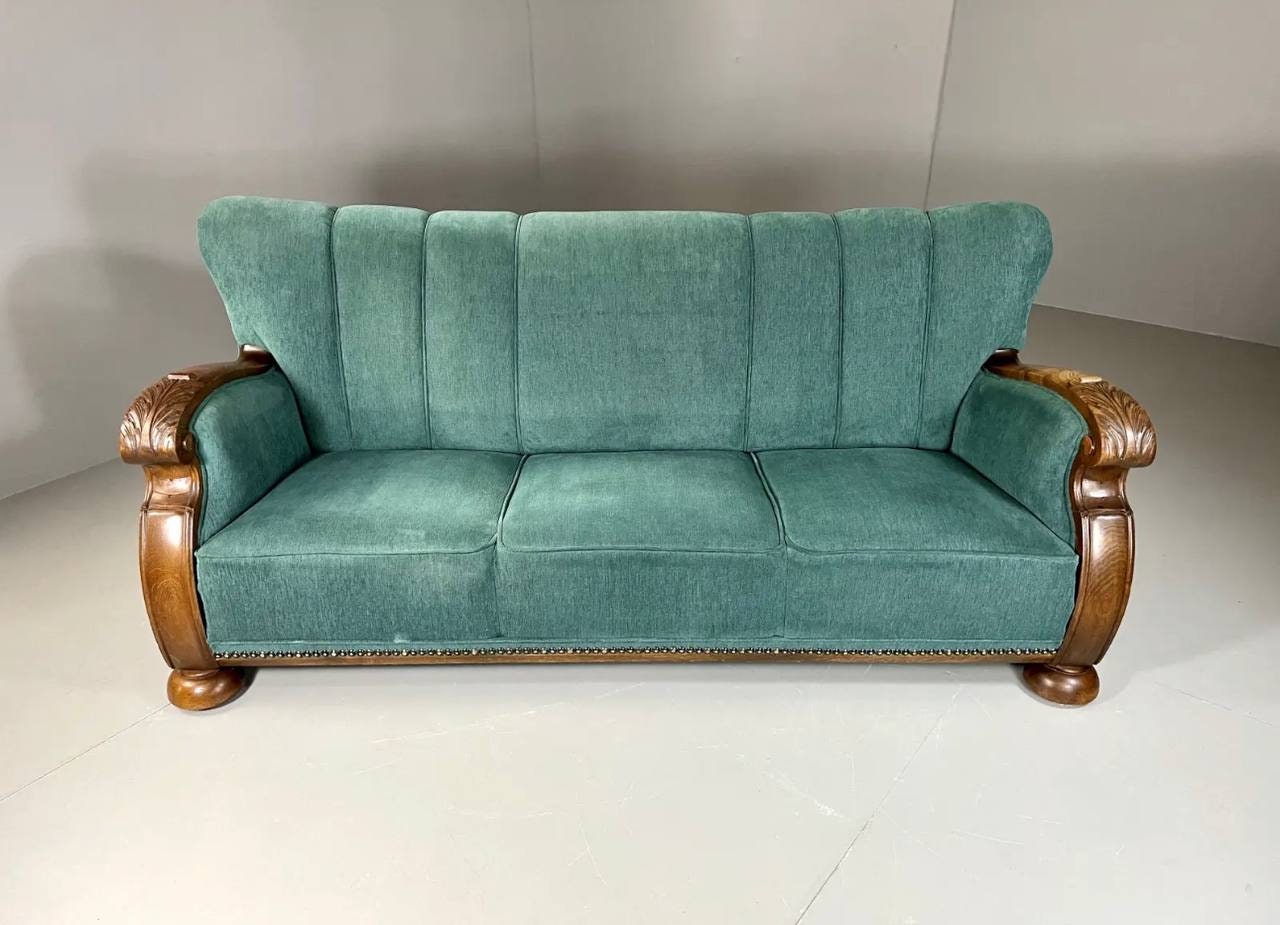 Beautiful Sofa danish Antique Shell Back Sofa Oak Detail 1930s - Etsy