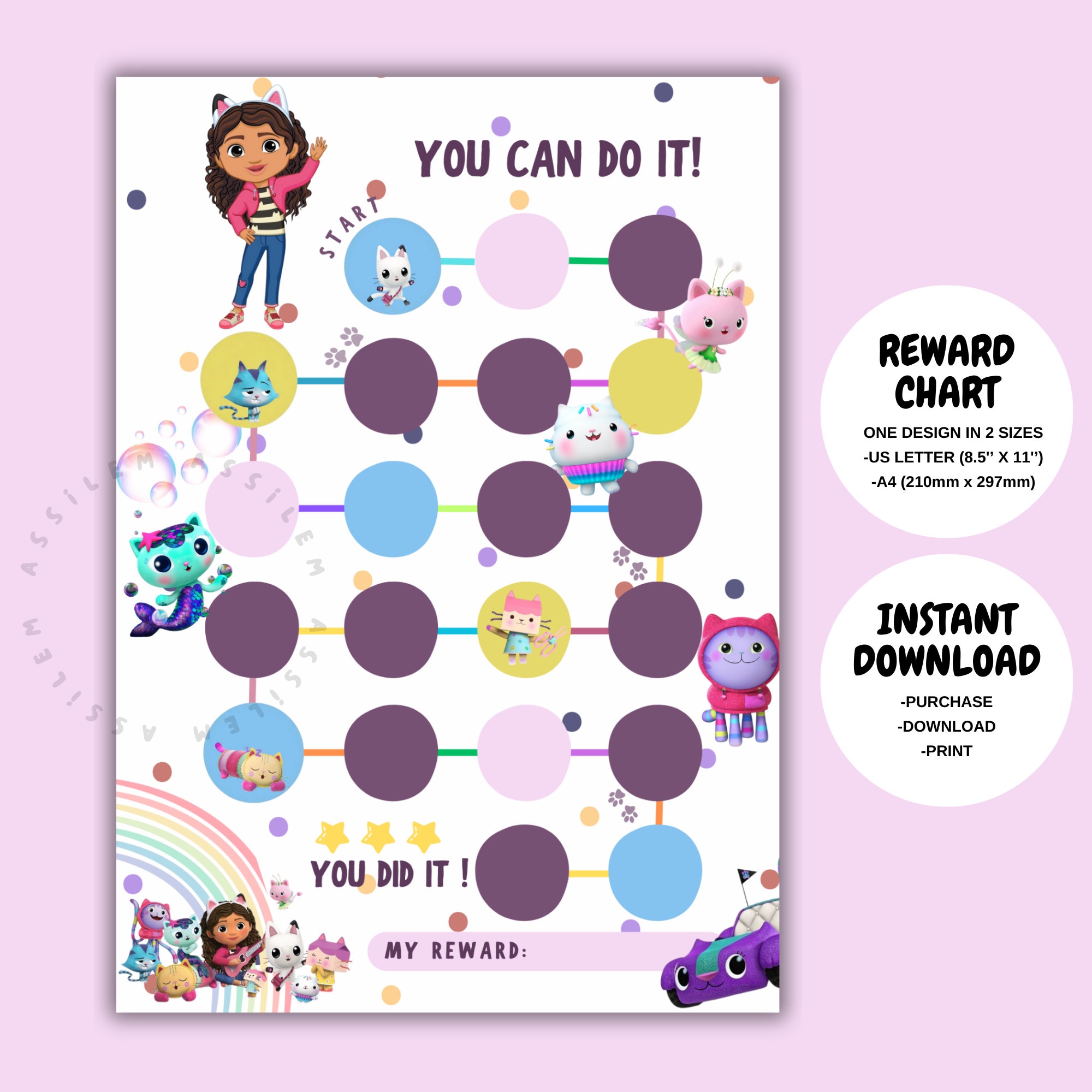 Gabby's Dollhouse Reward Chart for Kids, Printable Behavior Chart, Kids ...