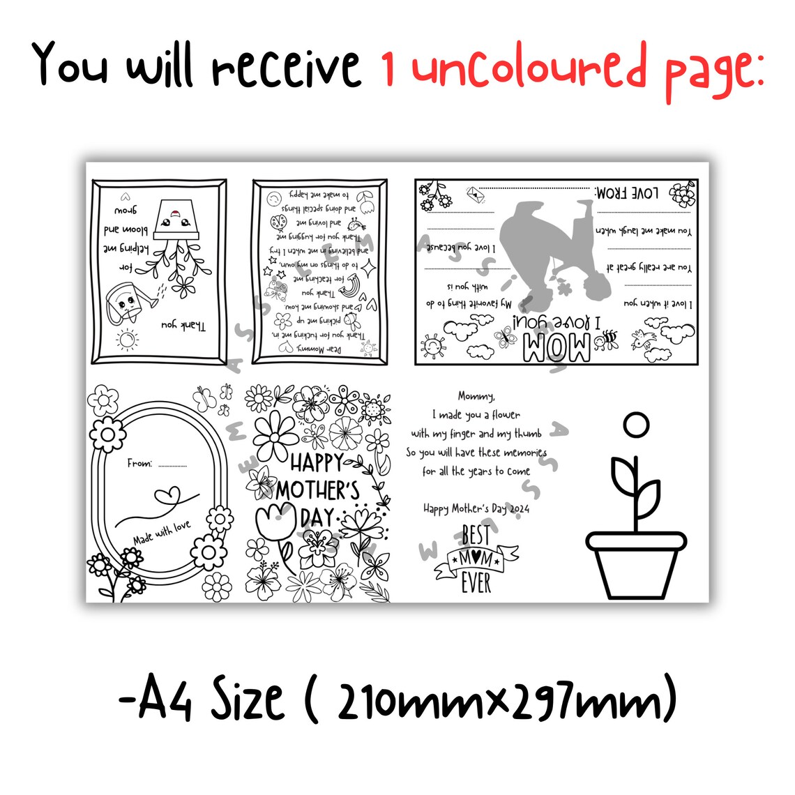 Mother's Day Mini Foldable Book for Kids, Coloring Pages and Handprint ...