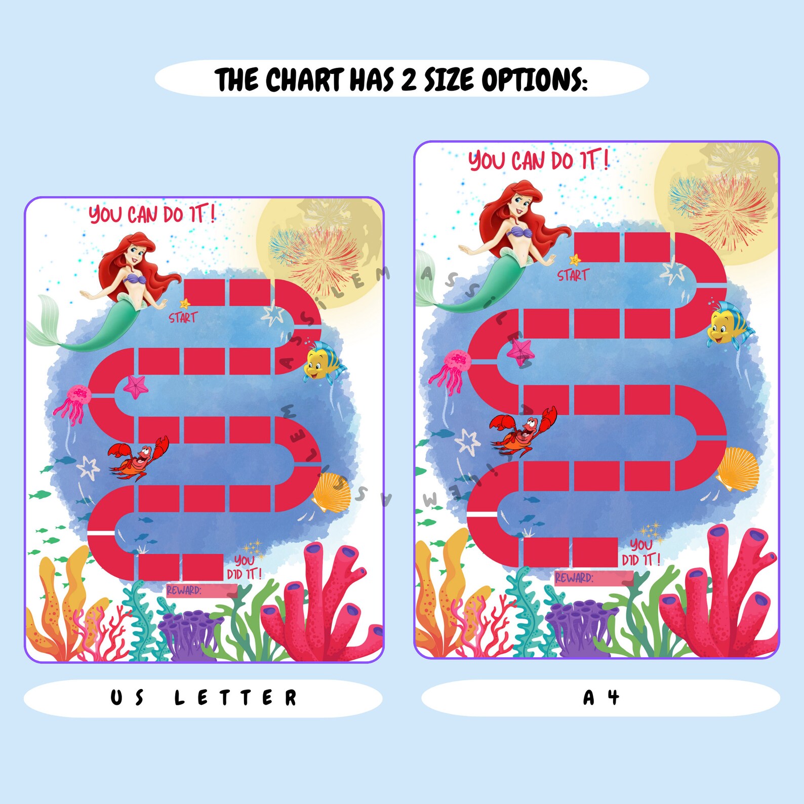Mermaid Under the Sea Printable Motivational Incentive Reward Chart for ...