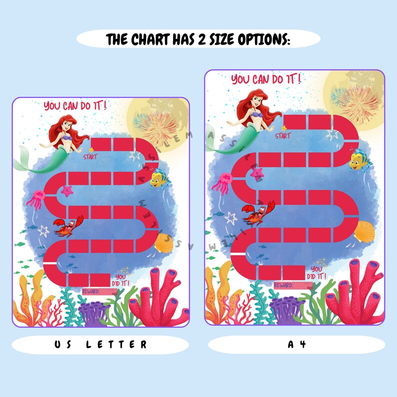 Mermaid Under the Sea Printable Motivational Incentive Reward Chart for ...