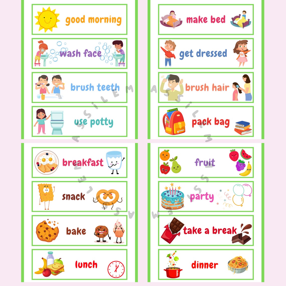 Visual Schedule Toddler Daily Routine Chart Printable Cards, Kids ...