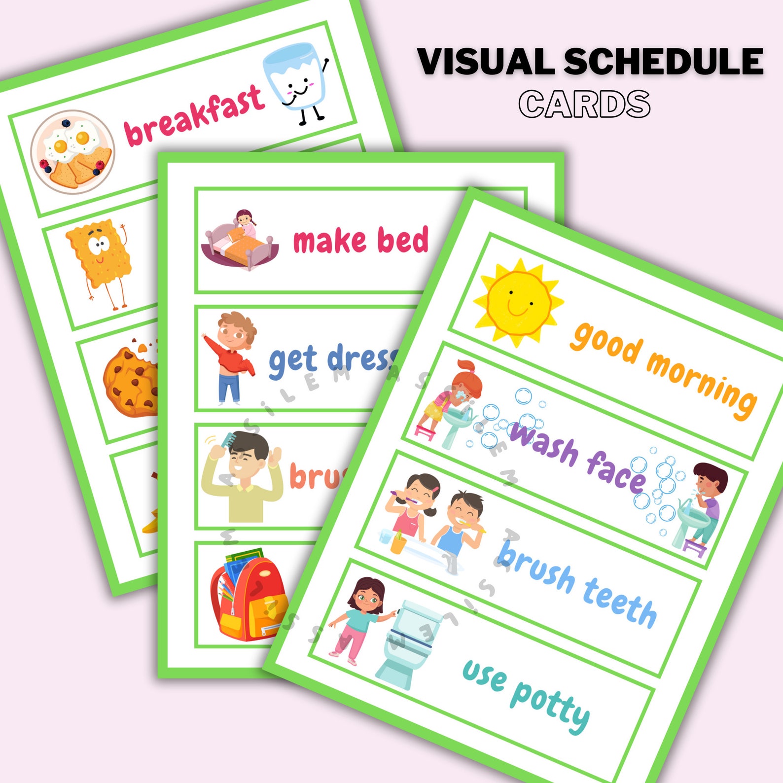 Visual Schedule Toddler Daily Routine Chart Printable Cards, Kids ...