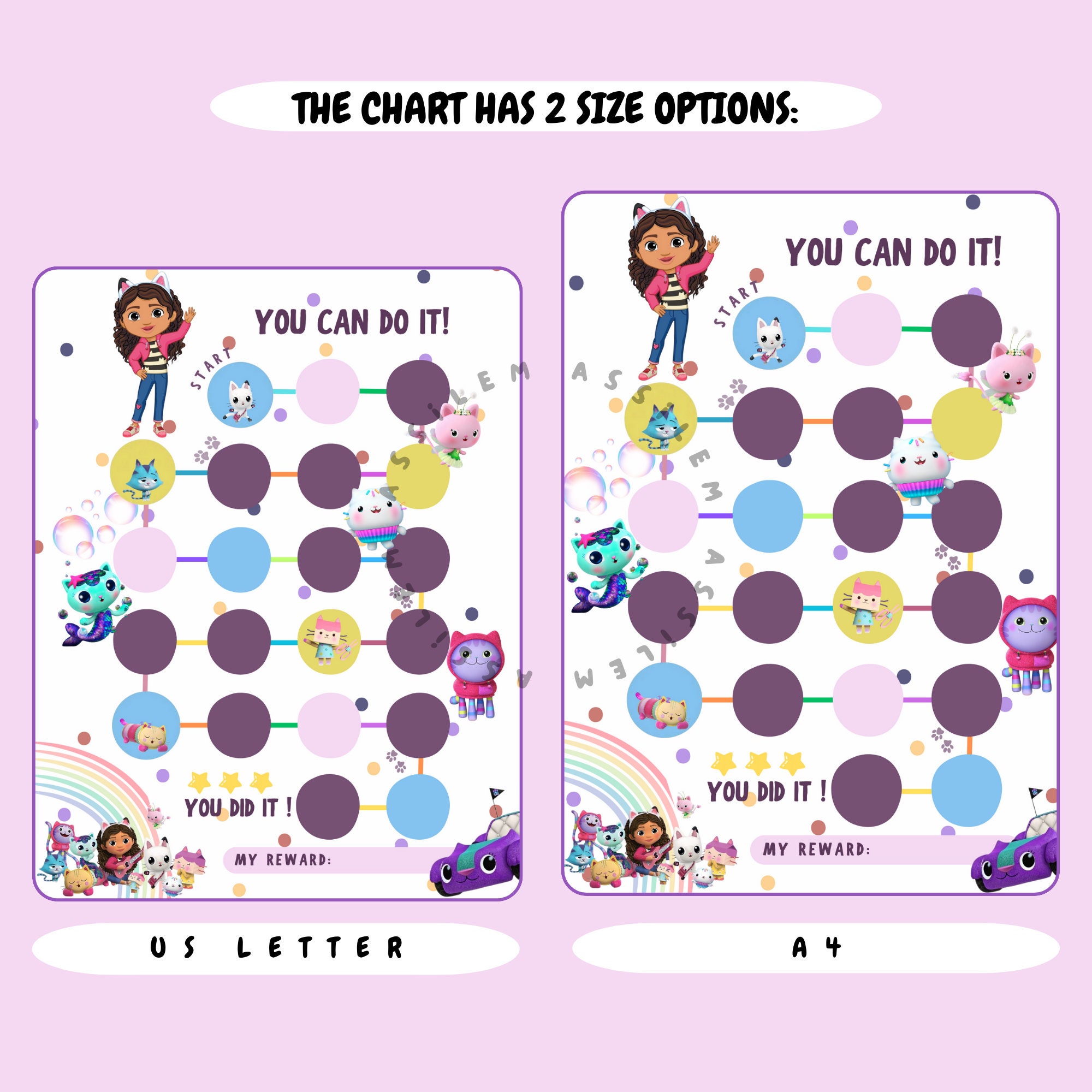 Gabby's Dollhouse Reward Chart for Kids, Printable Behavior Chart, Kids ...