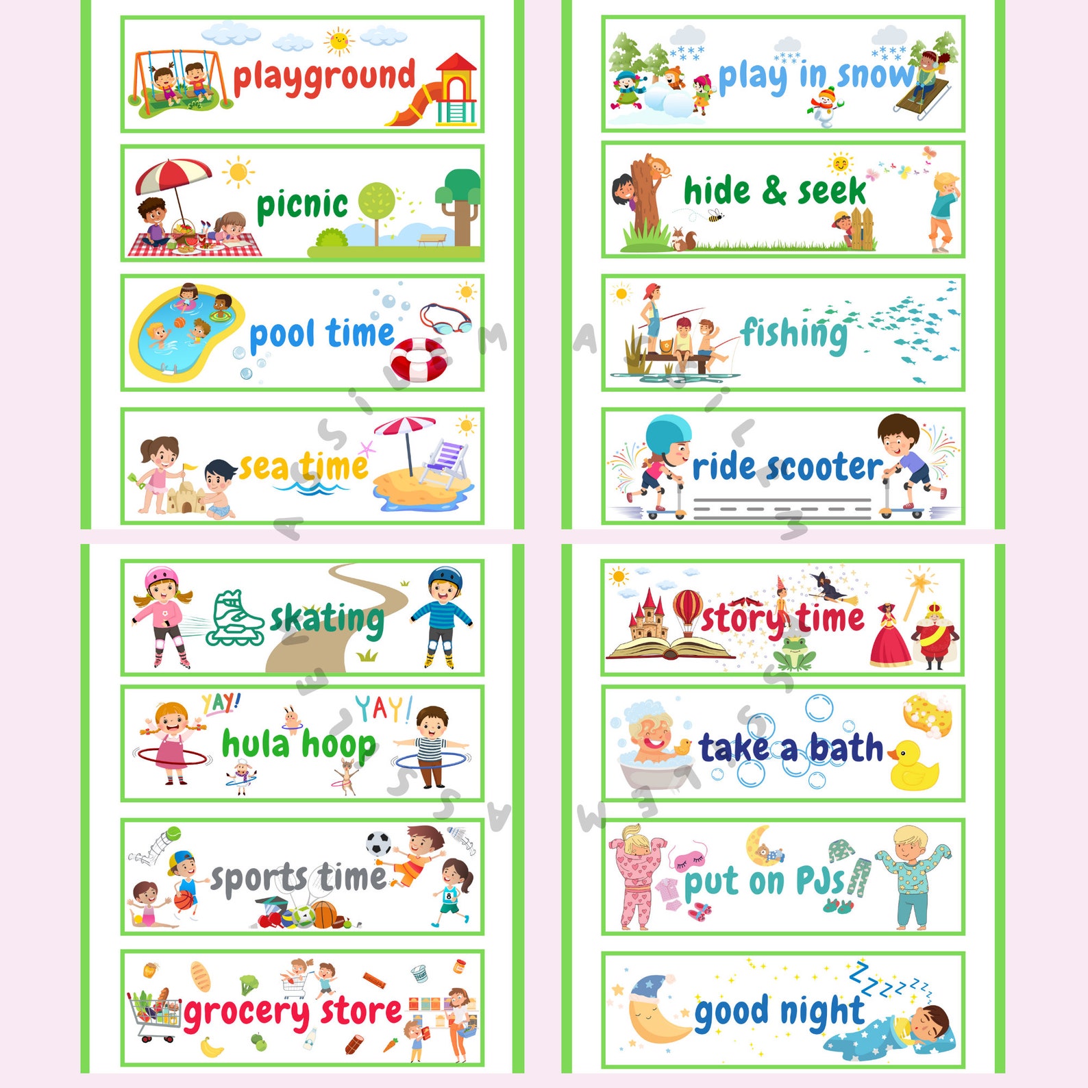 Visual Schedule Toddler Daily Routine Chart Printable Cards, Kids ...