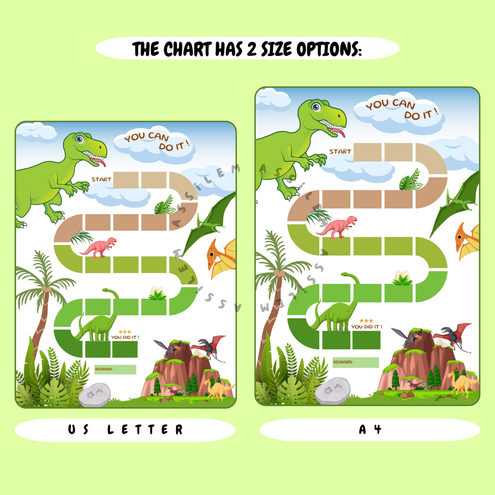 Dinasour Tropical Educational Good Behavior Reward Chart for Kids ...