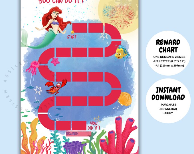 Mermaid Under the Sea Printable Motivational Incentive Reward Chart for ...
