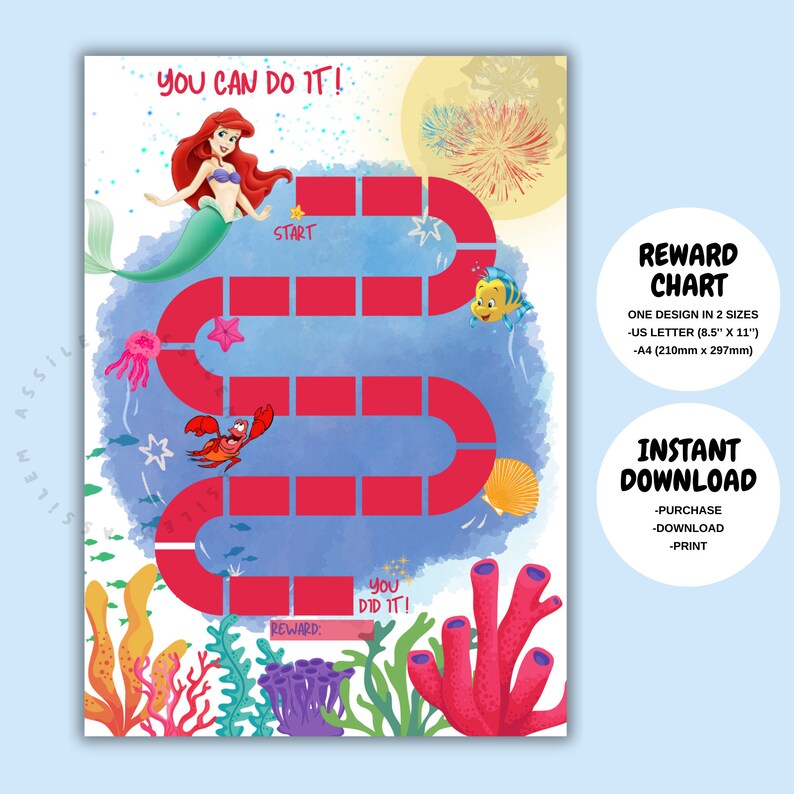Mermaid Under the Sea Printable Motivational Incentive Reward Chart for ...