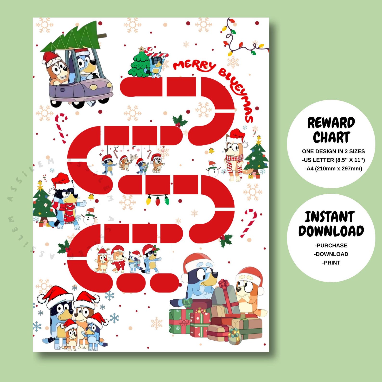 Bluey Reward Chart for Kids,christmas Countdown Calendar for Kids ...