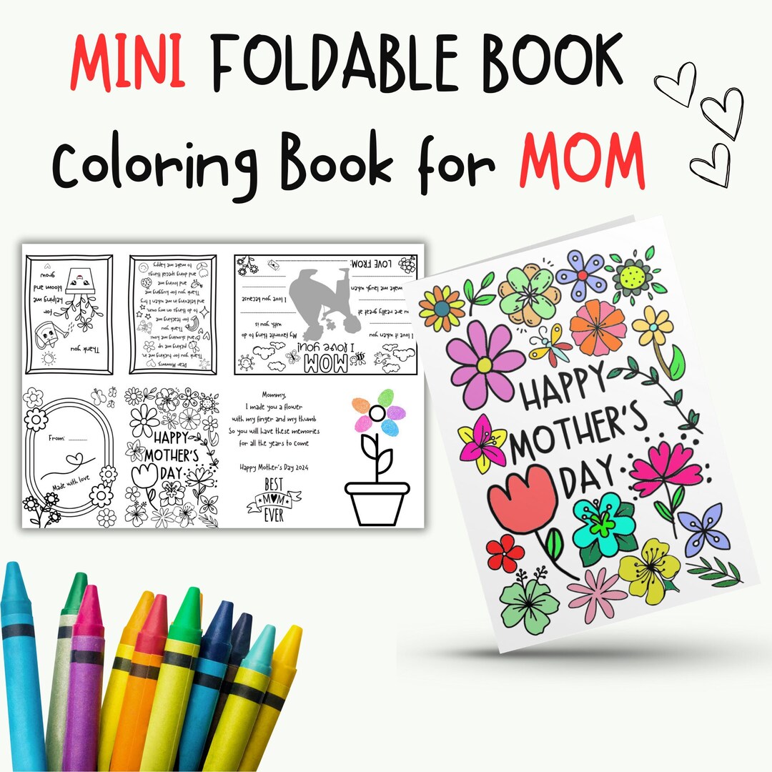 Mother's Day Mini Foldable Book for Kids, Coloring Pages and Handprint ...