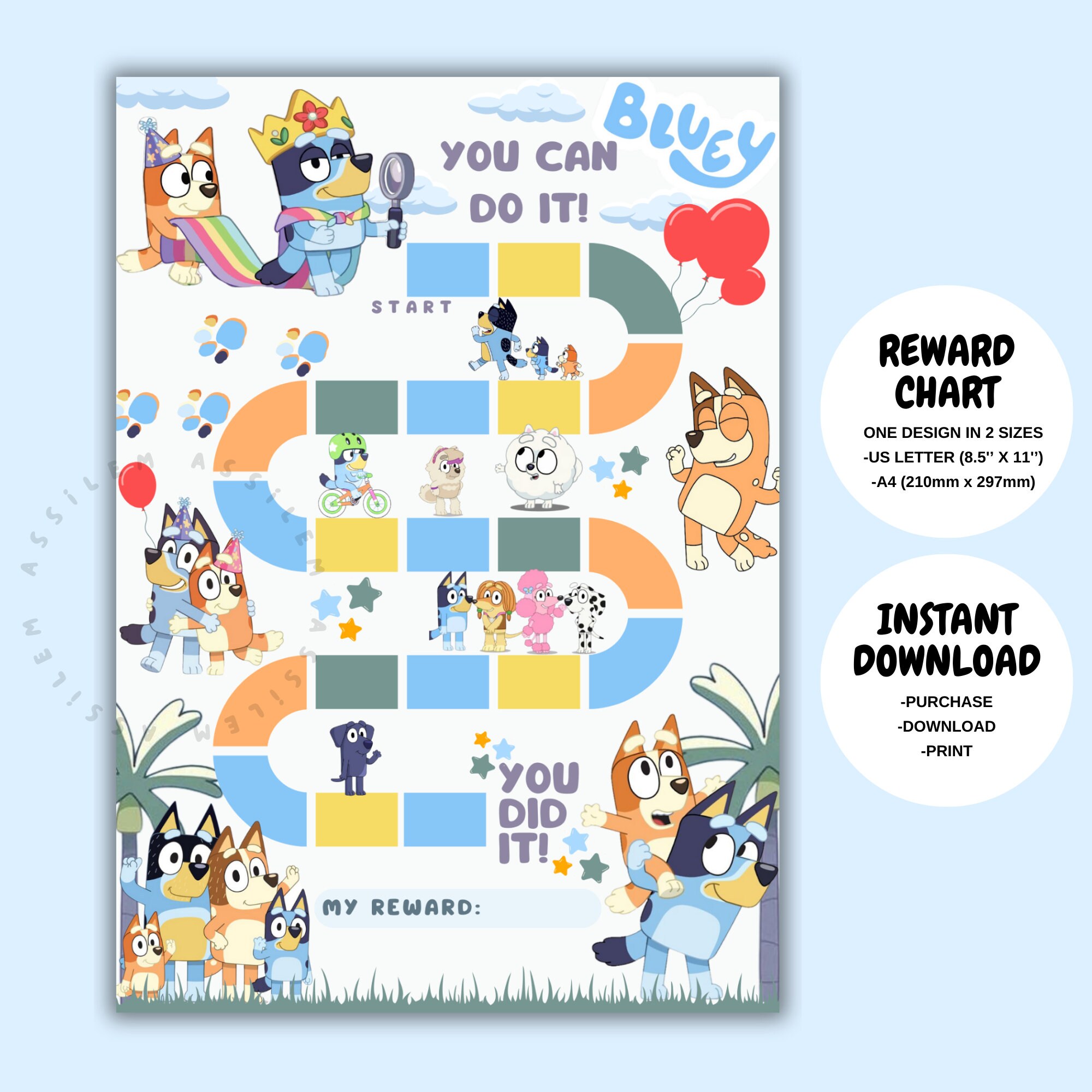 Bluey Printable Reward Chart for Kids Positive Behavior, Routine ...