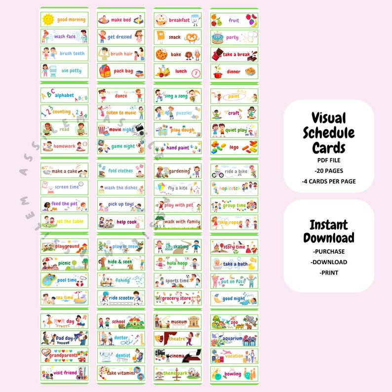 Visual Schedule Toddler Daily Routine Chart Printable Cards, Kids ...