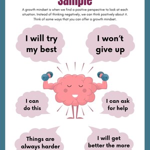 Growth Mindset Poster and Worksheet - Etsy