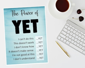 Growth Mindset Poster, Power of YET, Classroom Art, Classroom Decor ...