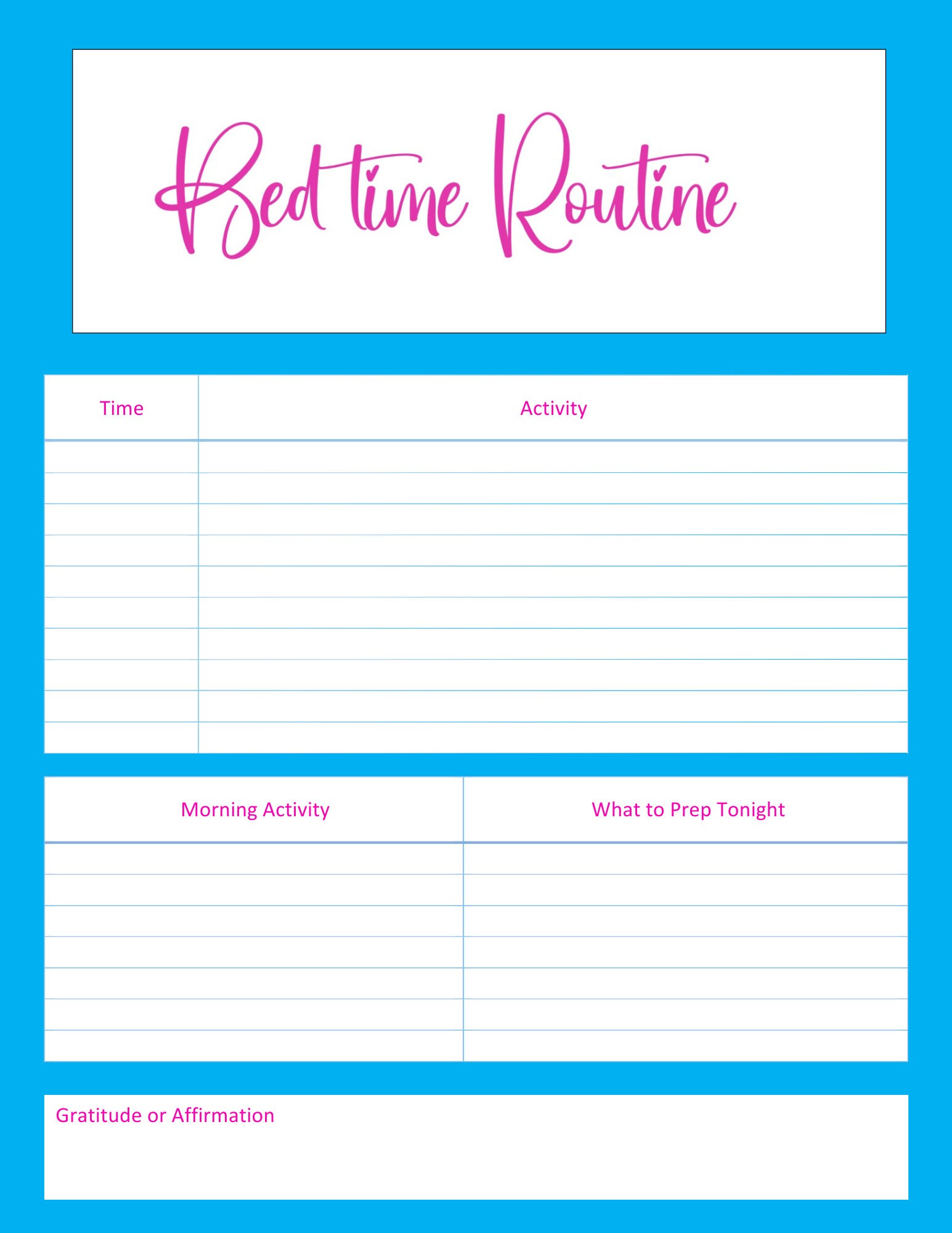 Bedtime Routine Planner - Etsy