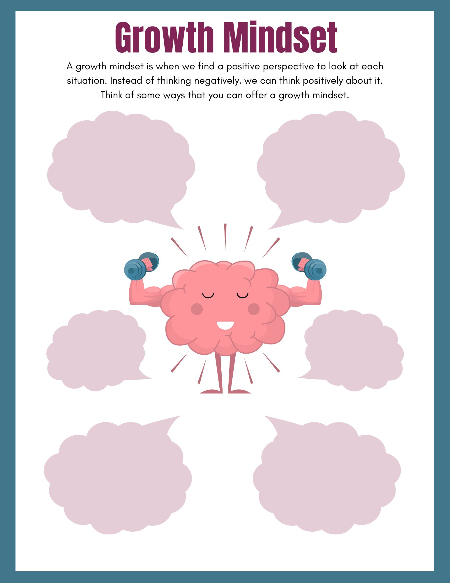 Growth Mindset Poster and Worksheet - Etsy