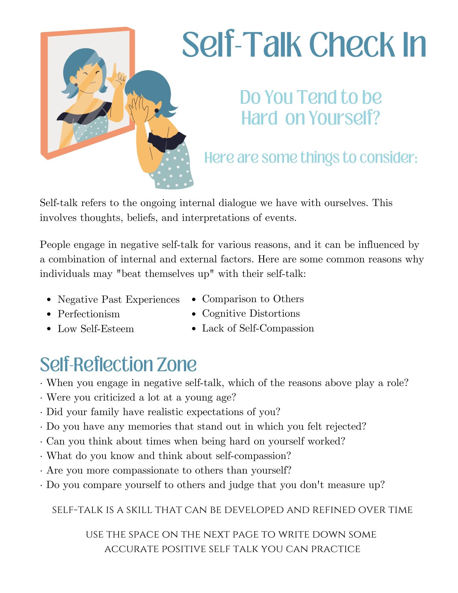 Worksheets Self Talk - Etsy