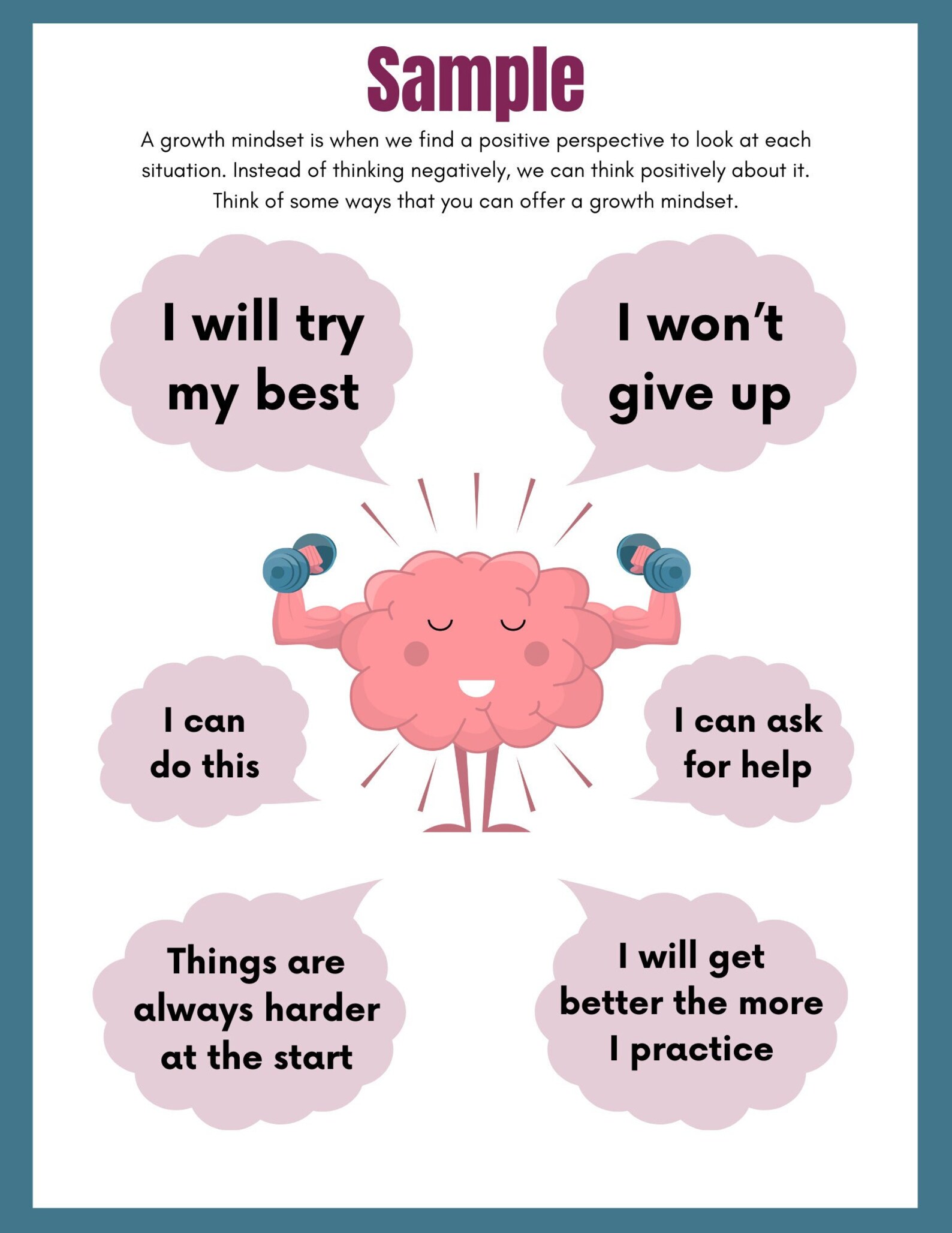 Growth Mindset Poster and Worksheet - Etsy