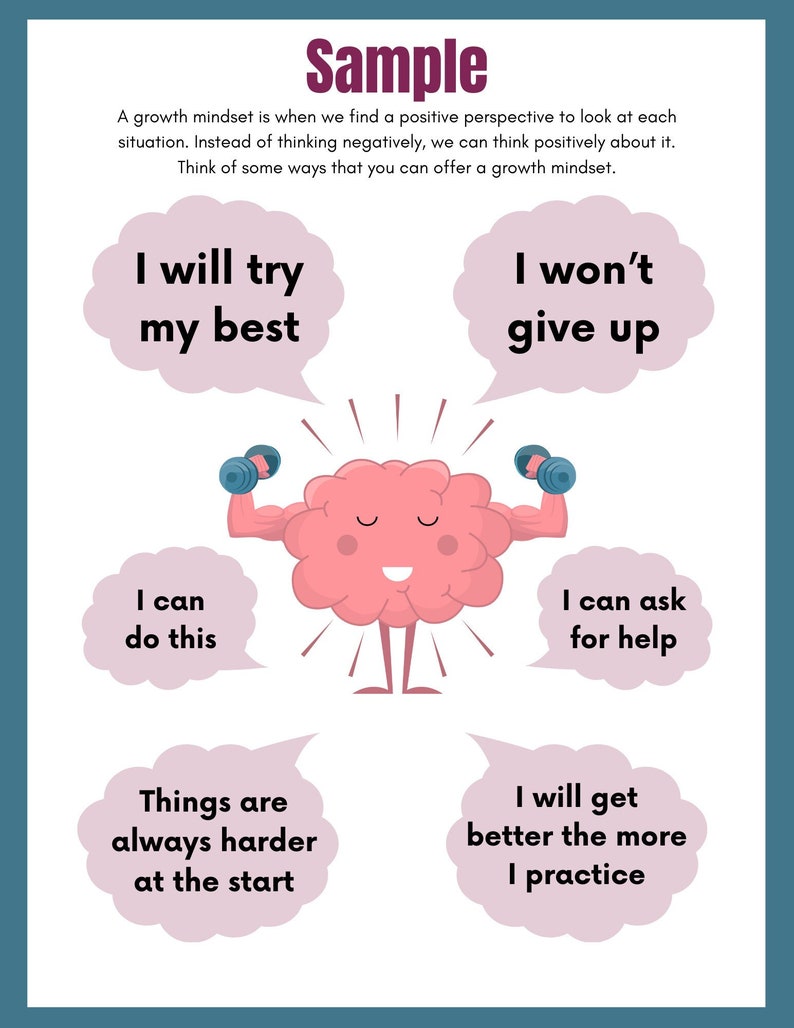 Growth Mindset Poster and Worksheet - Etsy