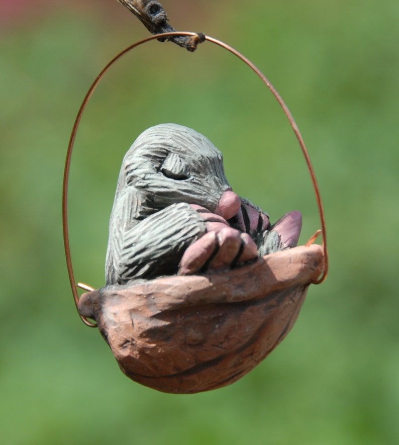 Sleeping Mole Walnut Ornament - Etsy