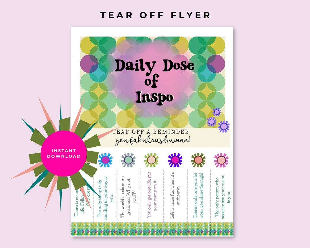 Printable Tear-off Flyer Daily Inspiration PDF Download - Etsy