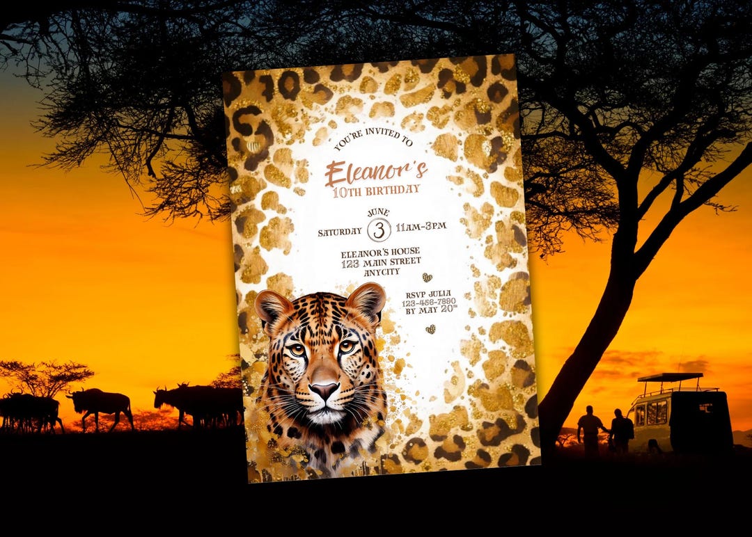 Wild Leopard Birthday Invitation Template | Safari Animal Party ...