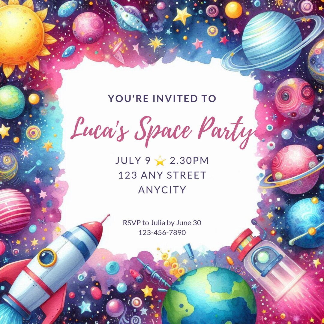 Customizable Digital Outer Space Invitation - Etsy