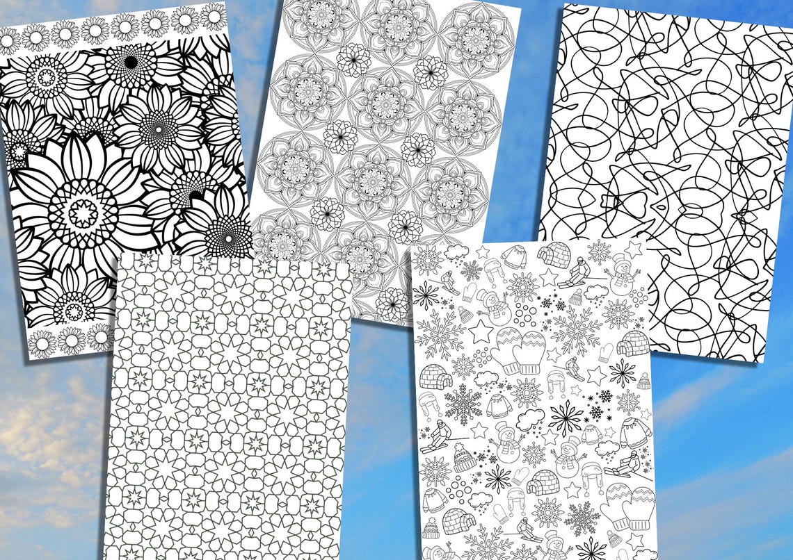 Mindfulness Pattern Coloring Pages Bundle | Relaxing Designs for Adults ...
