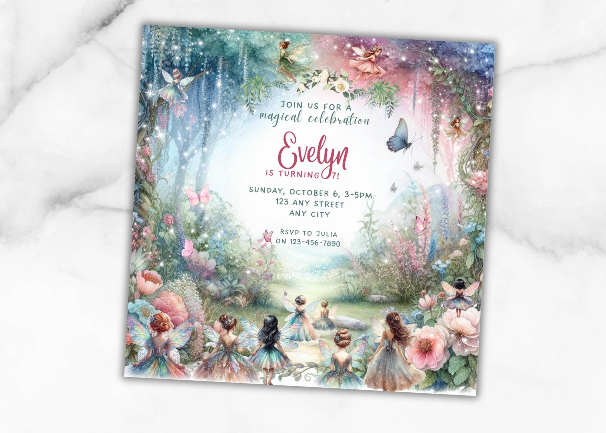 Magical Fairy Birthday Invitation - Editable Woodland Fairy Party ...