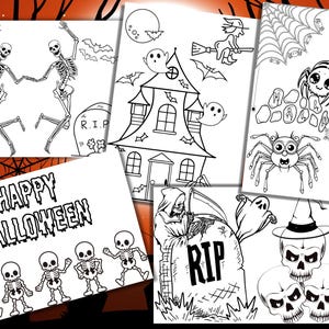 Spooky Halloween Coloring Pages - Instant Download | 5-page Bundle of ...