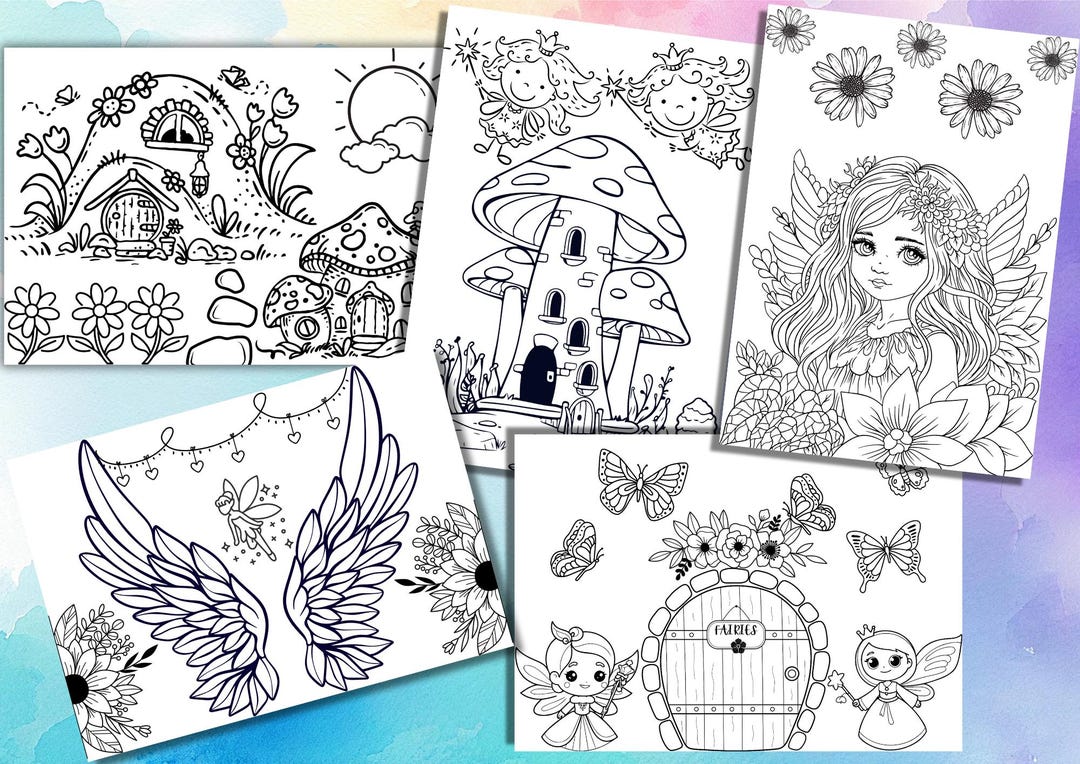 Whimsical Fairies & Florals Coloring Pages - Instant Download | Fairy ...
