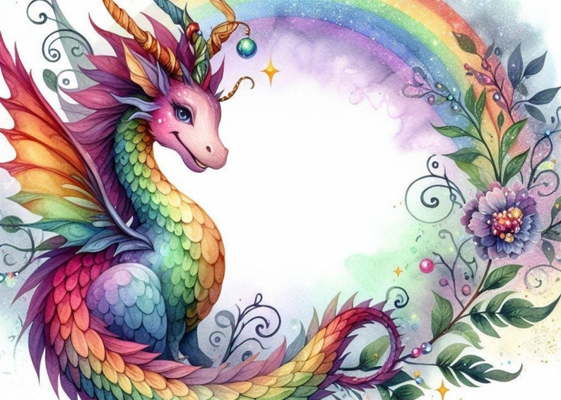 Printable Custom Rainbow Dragon Party Bundle - Etsy