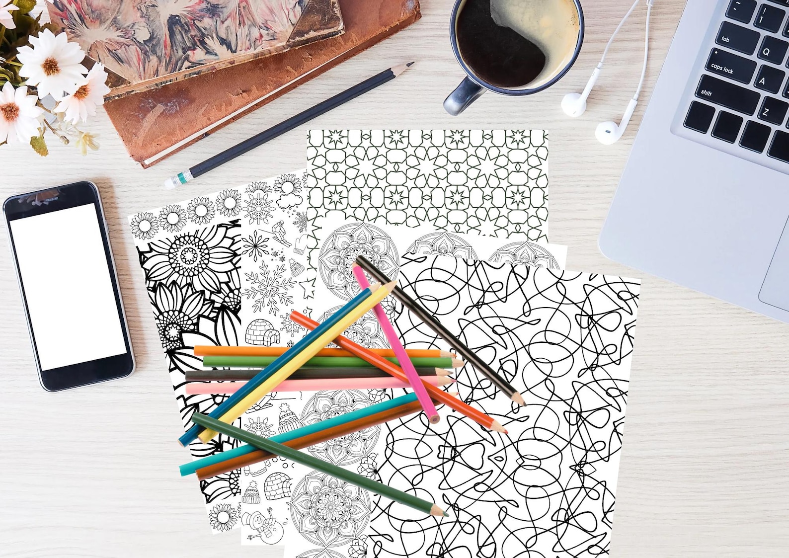 Mindfulness Pattern Coloring Pages Bundle | Relaxing Designs for Adults ...