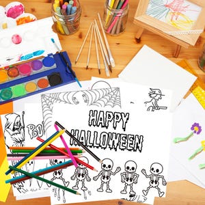Spooky Halloween Coloring Pages - Instant Download | 5-page Bundle of ...
