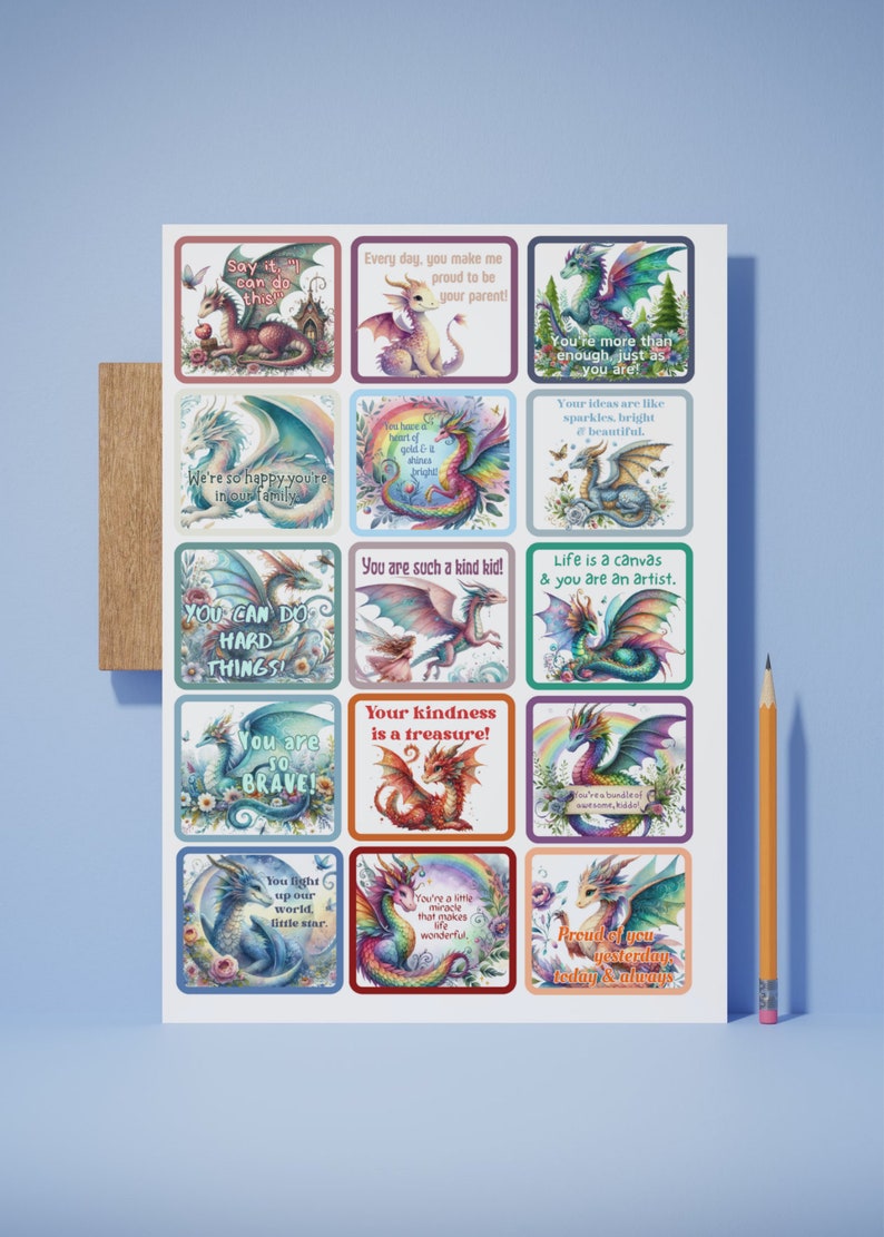 Whimsical Dragon Lunchbox Notes for Kids (printable PDF) - Etsy