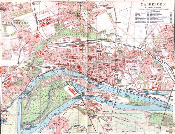 Magdeburg Germany Map 1903 Vintage Edwardian Steel Engraving European ...