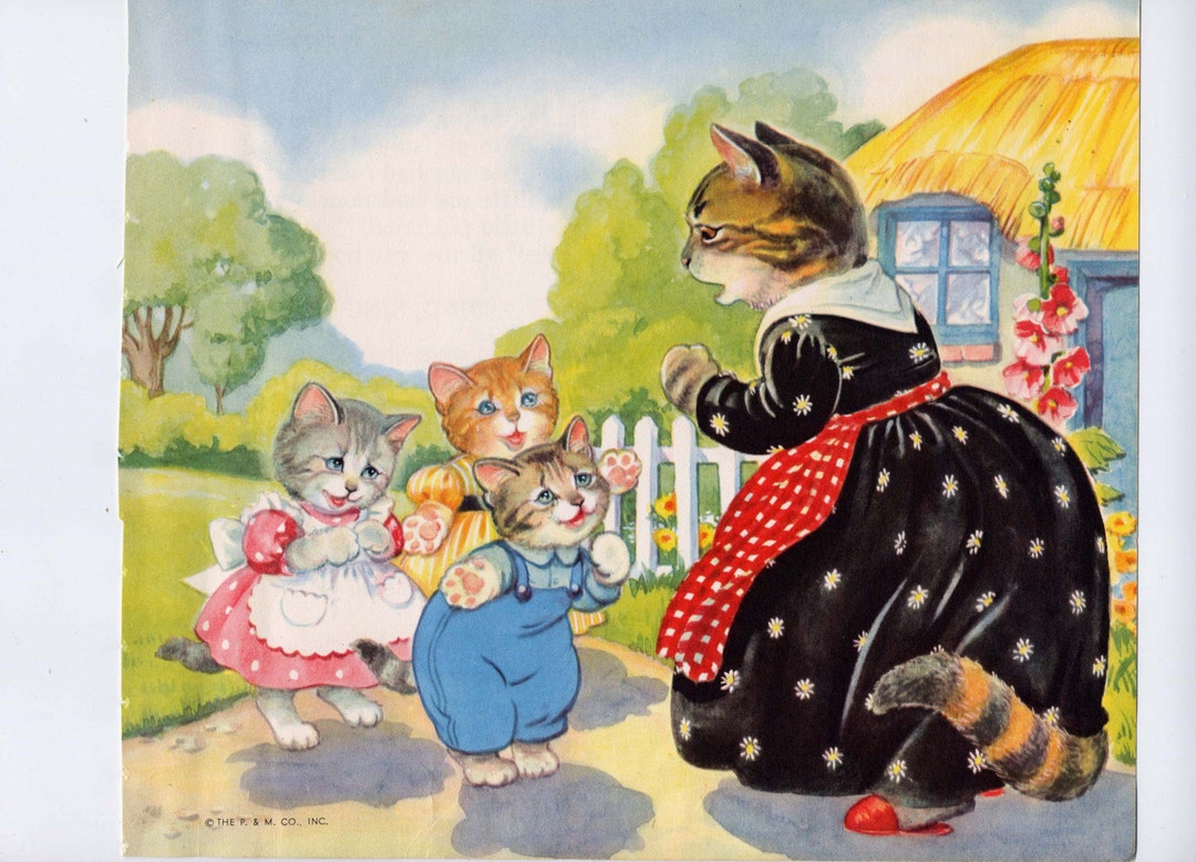Three Little Kittens Mother Goose Vintage Original 1953 Children's ...