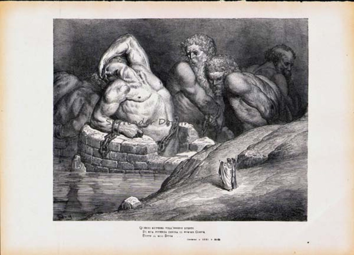 Giant Ephialtes in Manacles Inferno Canto 31 Engraving Gustave - Etsy