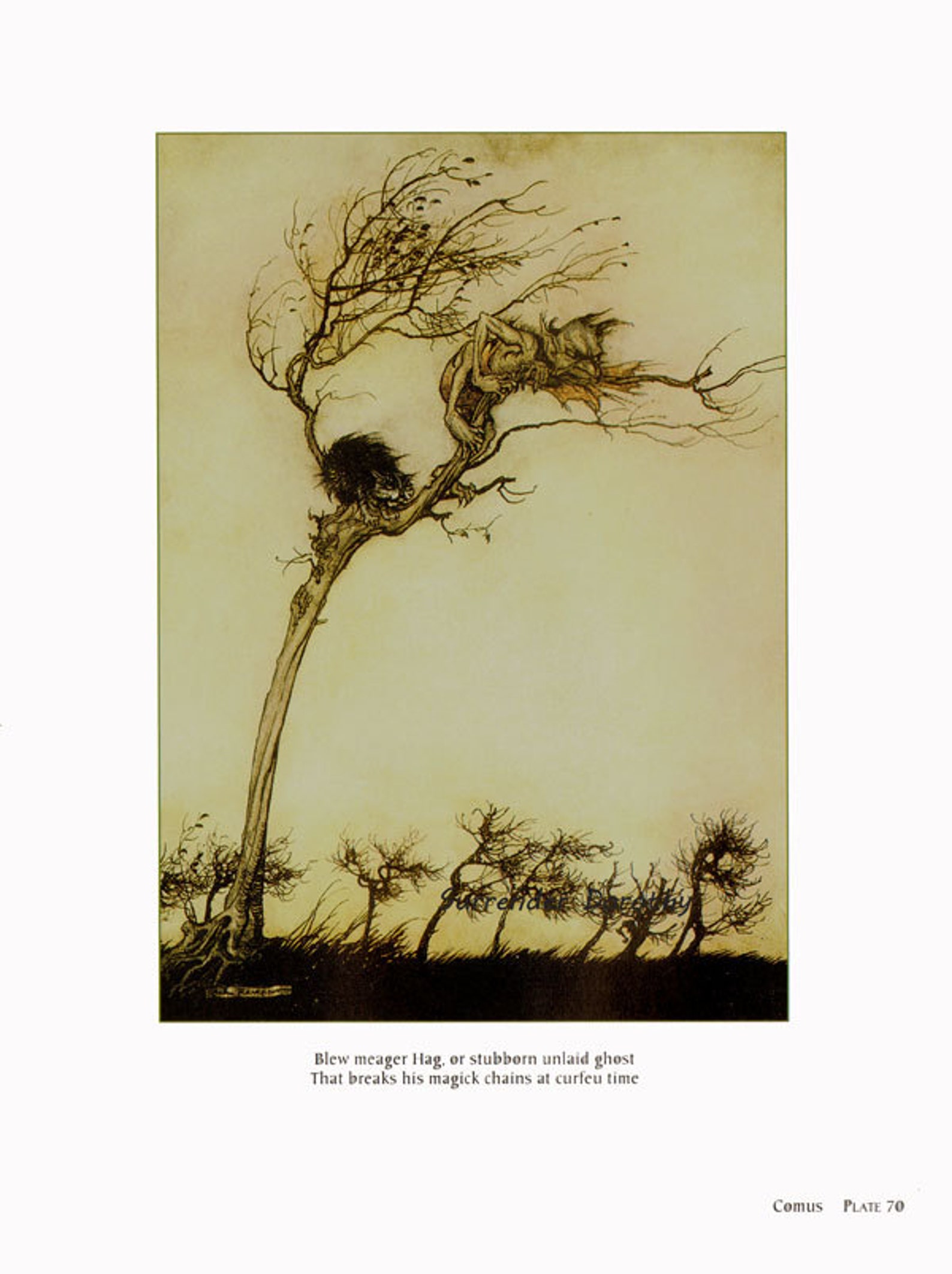 Maiden & Goblin Arthur Rackham Vintage Children's Nursery Lithograph ...