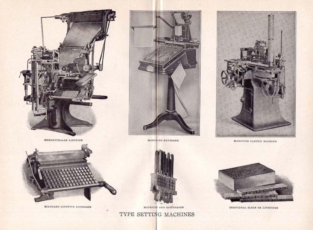 Type Setting Printing Machines 1912 Linotype Monotype Printers - Etsy