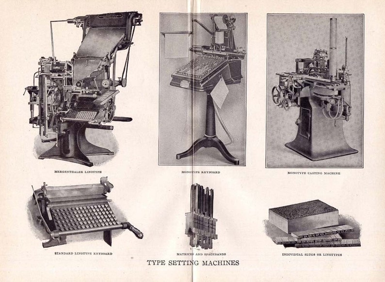 Type Setting Printing Machines 1912 Linotype Monotype Printers - Etsy