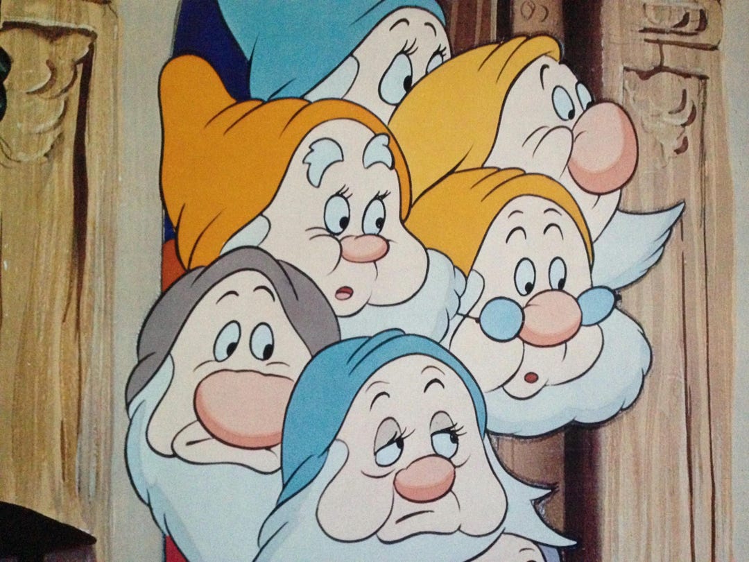Vintage Snow White Seven Dwarves Disney Poster 1977 Original Children's ...