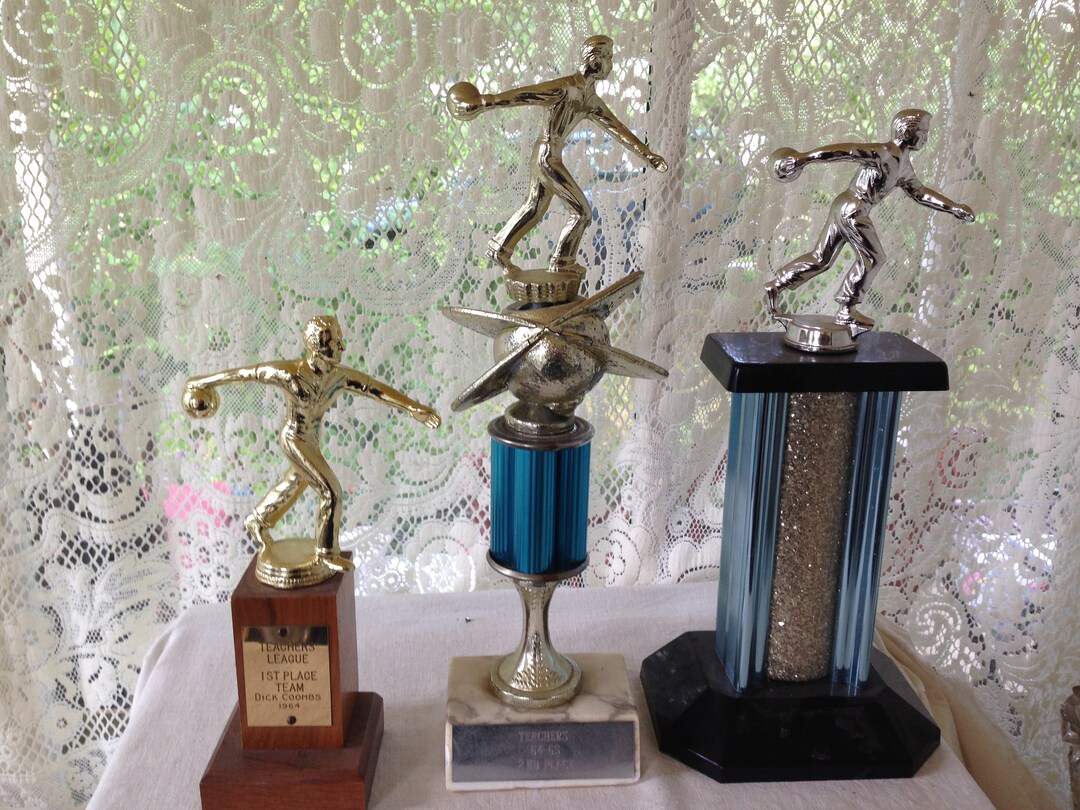 3 Bowling Trophies Mid 1960s Sixties Mad Men Era Sports Team ...