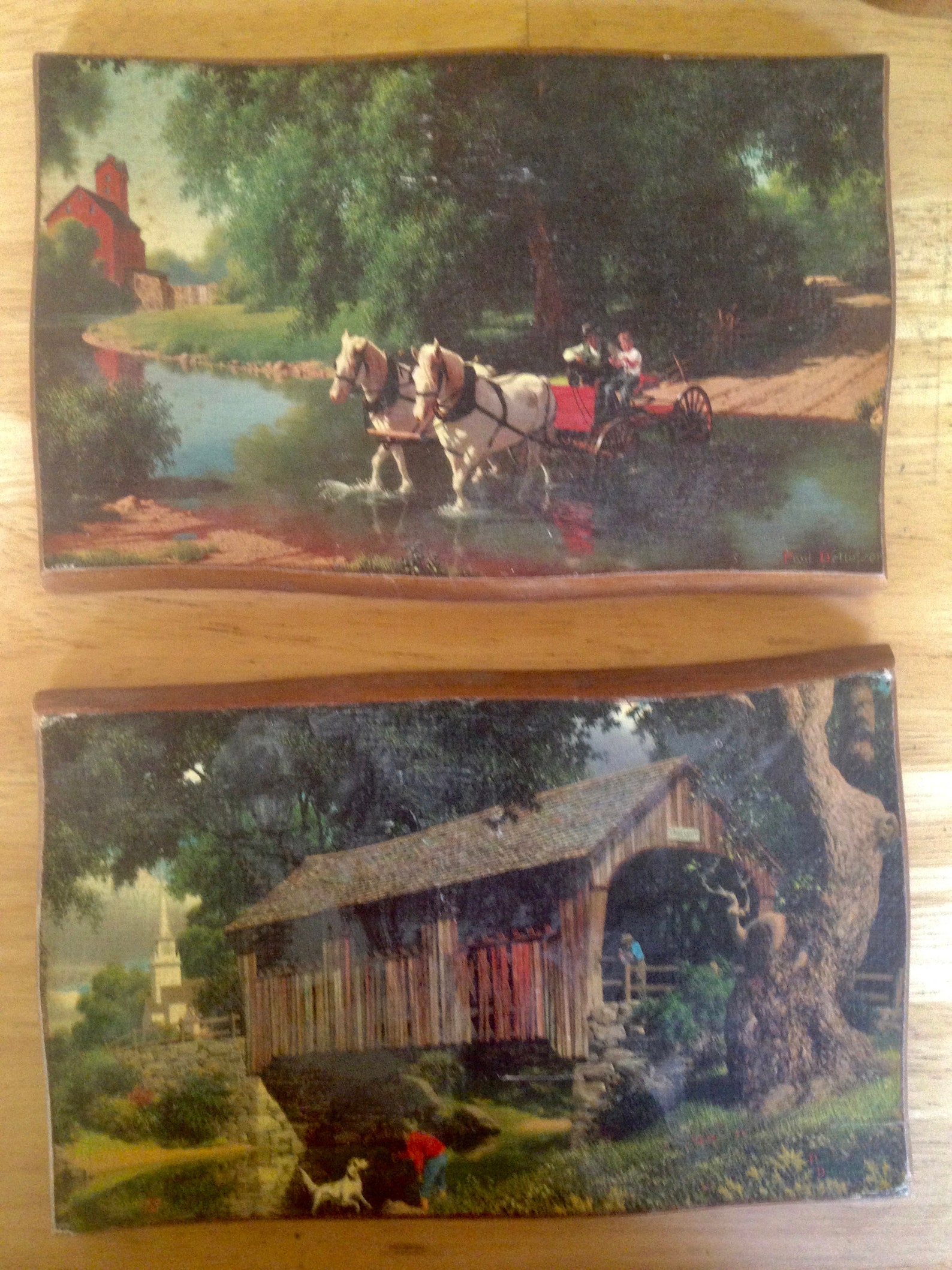 Covered Bridge/ Horse Buggy Old New England Vintage Wooden - Etsy